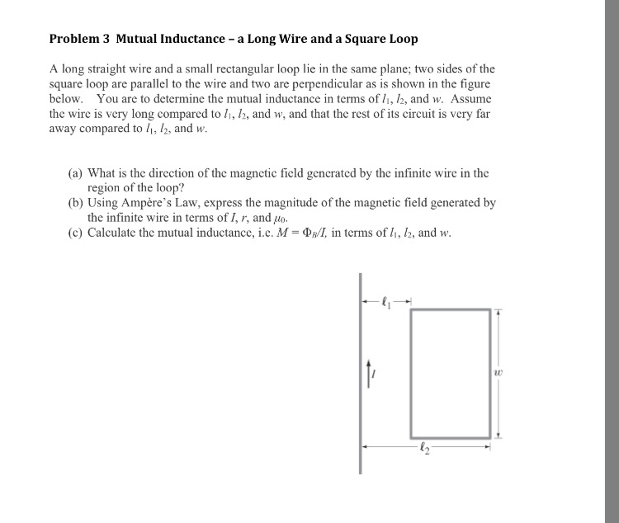 Solved A long straight wire and a small rectangular loop lie | Chegg.com