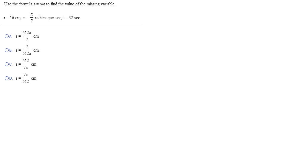Solved Use the formula s = rwt to find the value of the | Chegg.com