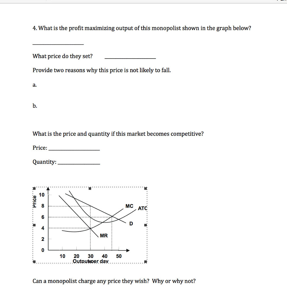 Solved 4. What is the profit maximizing output of this | Chegg.com