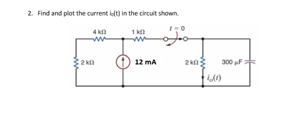 Solved 2. Find and plot the current iolt) in the circuit | Chegg.com