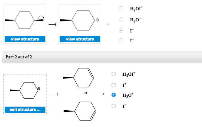 Solved H2or H3o H2O view structure view structure Part 2 out | Chegg.com