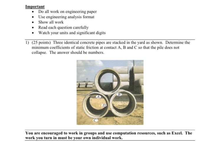 Solved Important Do all work on engineering paper Use | Chegg.com