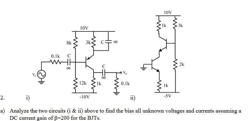 Solved Analyze the two circuits (i & ii) above to find the | Chegg.com