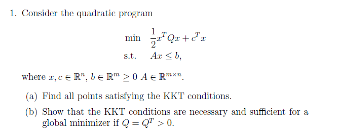Solved 1. Consider the quadratic program (a) Find all points | Chegg.com