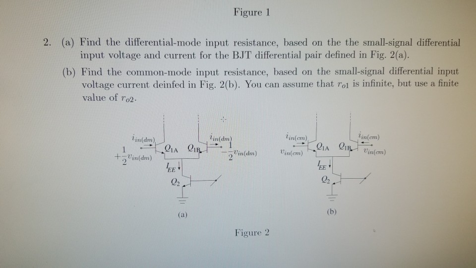 Solved Figure 1 2. (a) Find the differential-mode input | Chegg.com