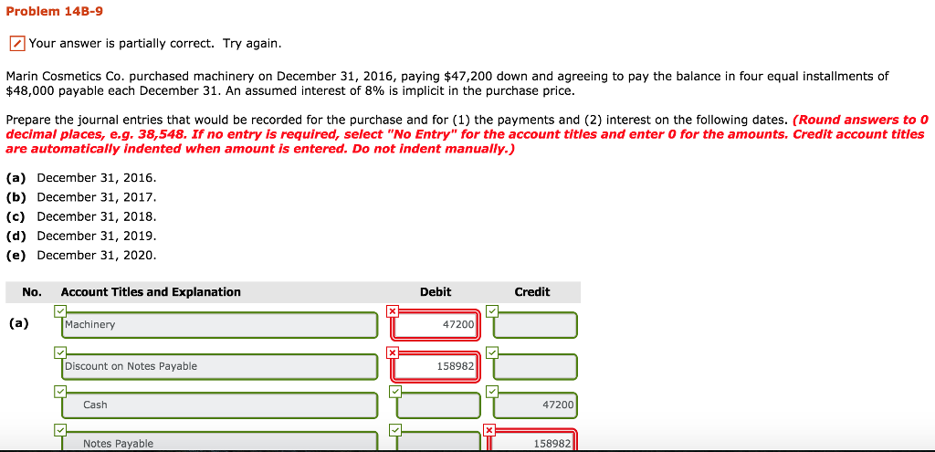 Solved Problem 14B-9 Your answer is partially correct. Try | Chegg.com