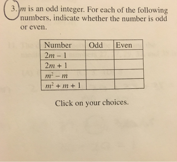 Solved m is an odd integer. For each of the following | Chegg.com