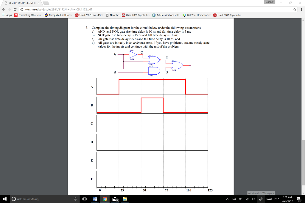 Solved Complete the timing diagram for the circuit below | Chegg.com