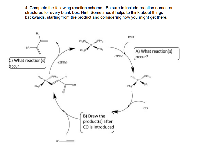 Solved 4. Complete the following reaction scheme. Be sure to | Chegg.com