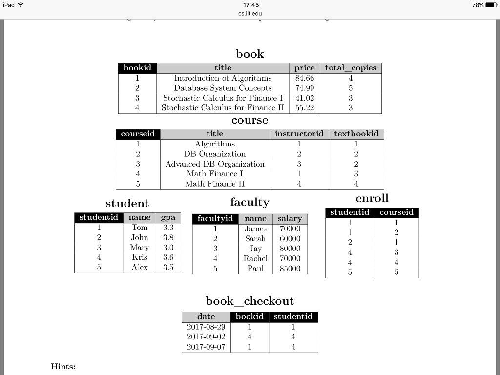 Solved Write an SQL query that returns the studentid and | Chegg.com