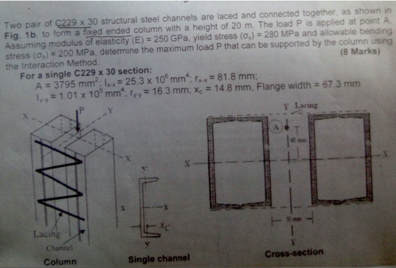 The values for C229 x 30 section can be found in the | Chegg.com