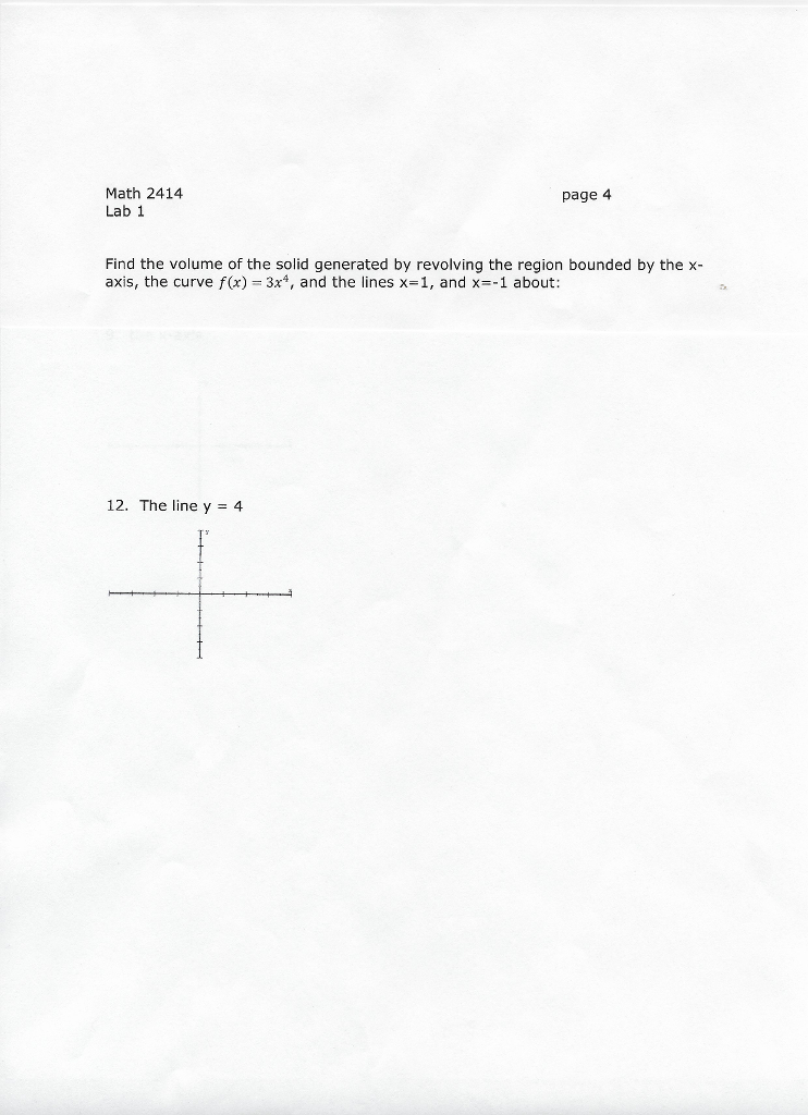 Solved Math 2414 Lab 1 page 4 Find the volume of the solid | Chegg.com