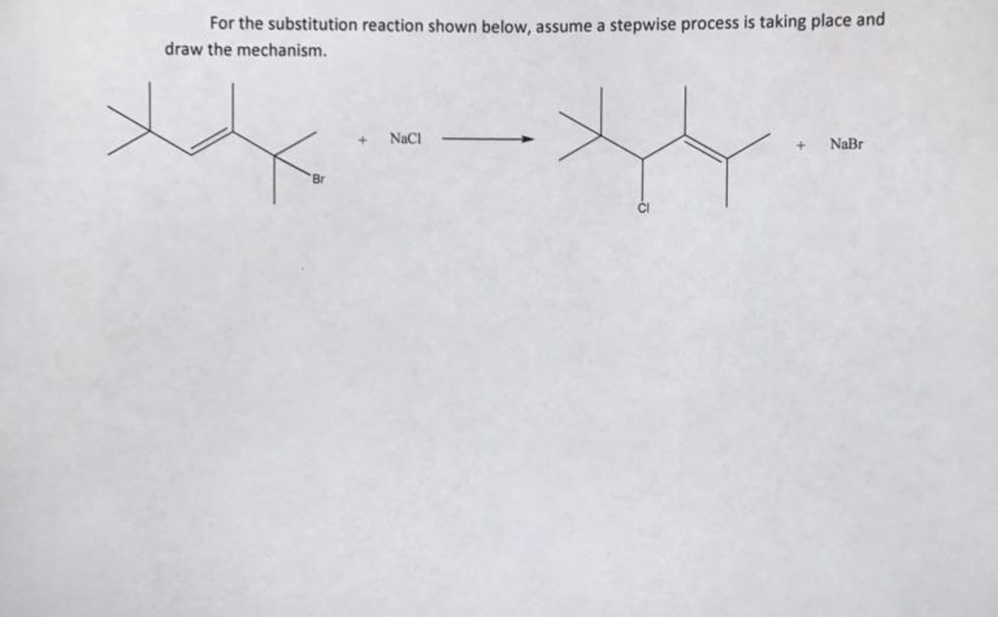 Solved For the substitution reaction shown below, assume a | Chegg.com