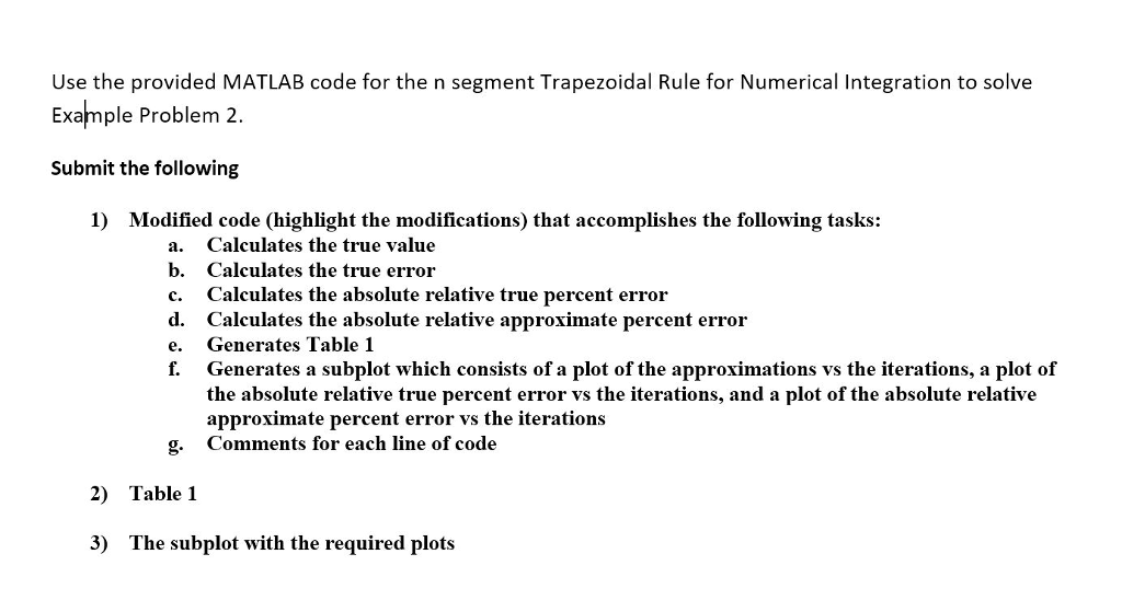 Use the provided MATLAB code for the n segment | Chegg.com