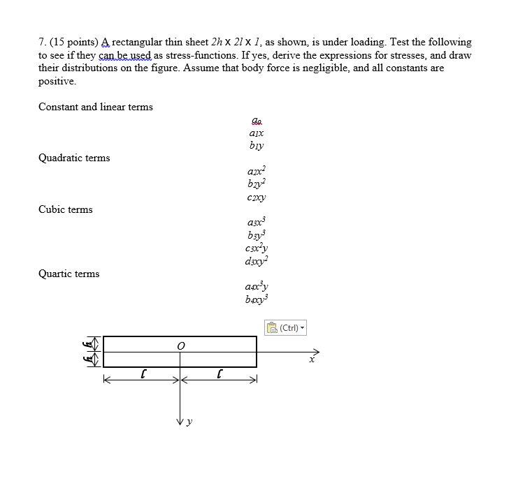 Solved 7. (15 points) A rectangular thin sheet 2h x 21 x 1, | Chegg.com