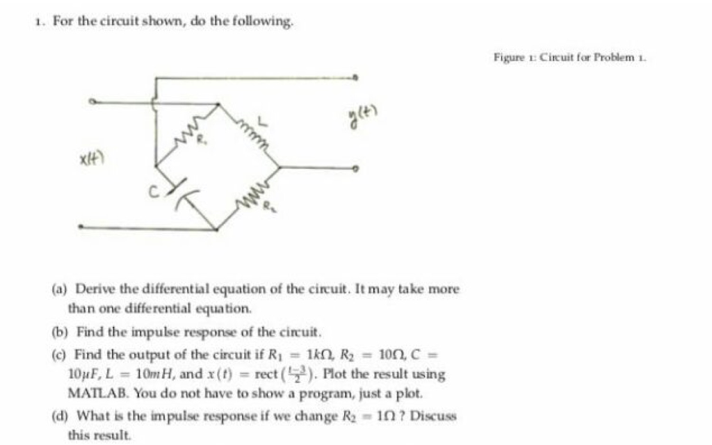 Solved 1. For the circuit shown, do the following. Figure 1: | Chegg.com