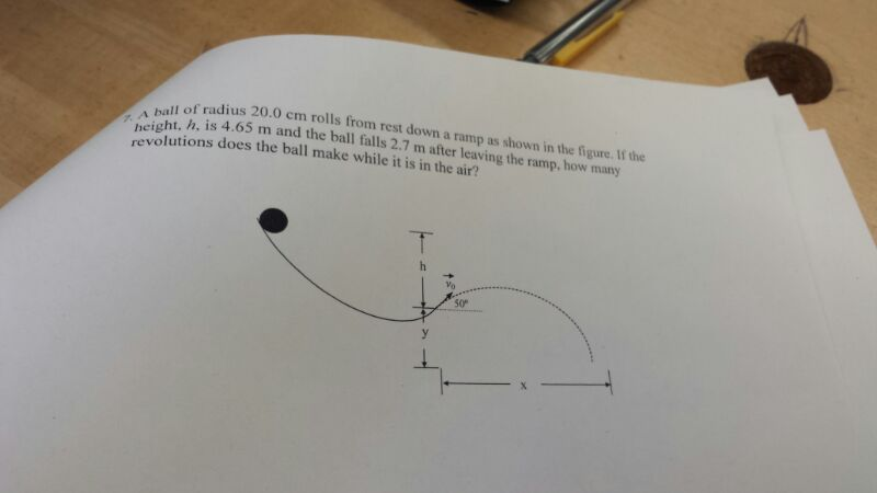 Solved A ball of radius 20.0 cm rolls from rest down a ramp | Chegg.com
