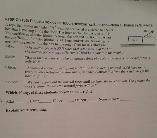 Solved NT5F-CCT56: PULLING Box OVER ROUGH HORIZONTAL | Chegg.com