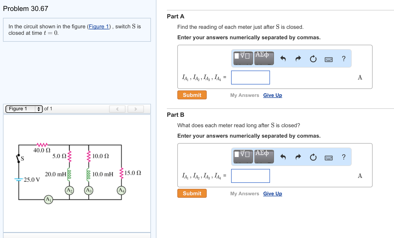 Solved Problem 30.67 In the circuit shown in the figure | Chegg.com