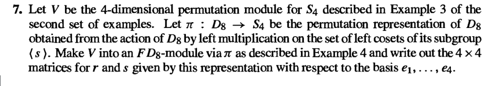 7. Let V be the 4-dimensional permutation module for | Chegg.com
