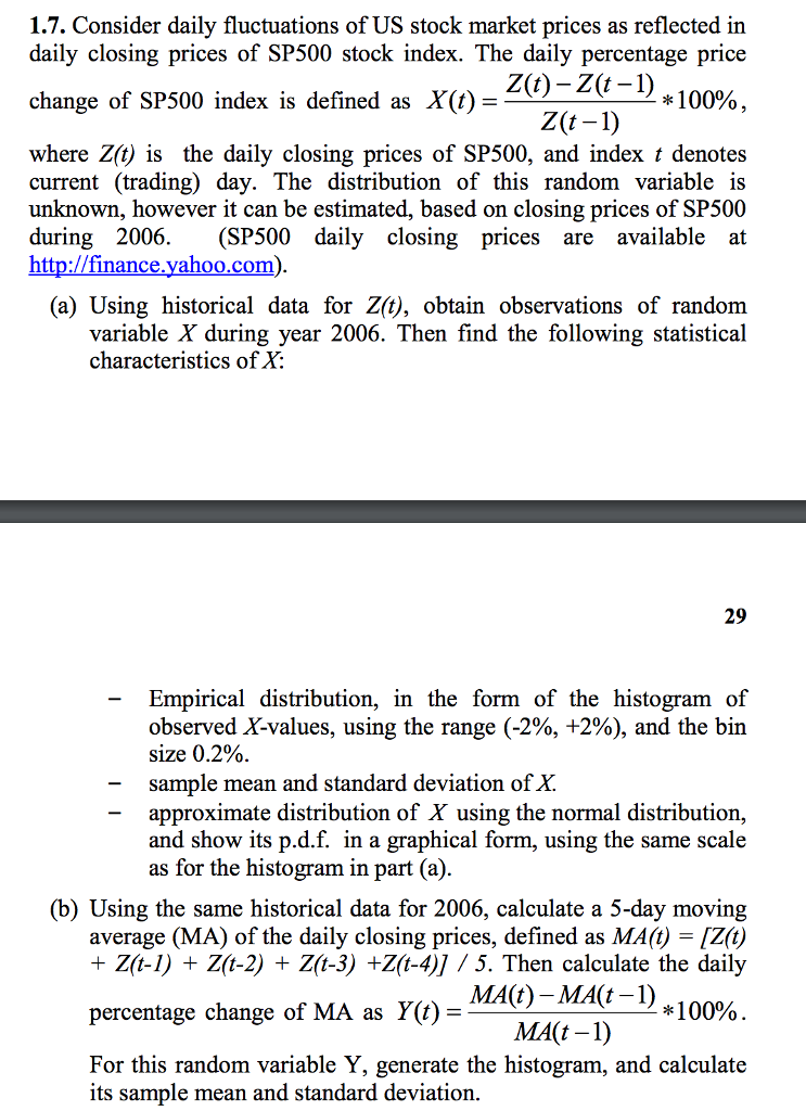 Solved Consider daily fluctuations of US stock market prices | Chegg.com