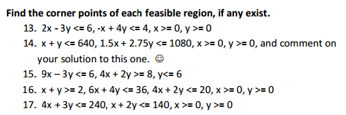 Solved Find the corner points of each feasible region, if | Chegg.com