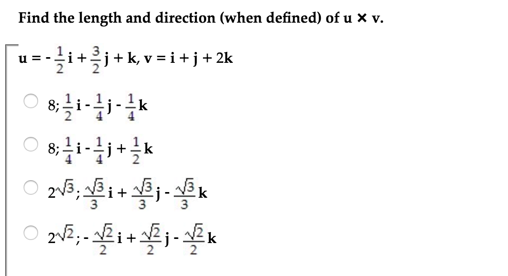 Solved Find the length and direction (when defined) of u | Chegg.com