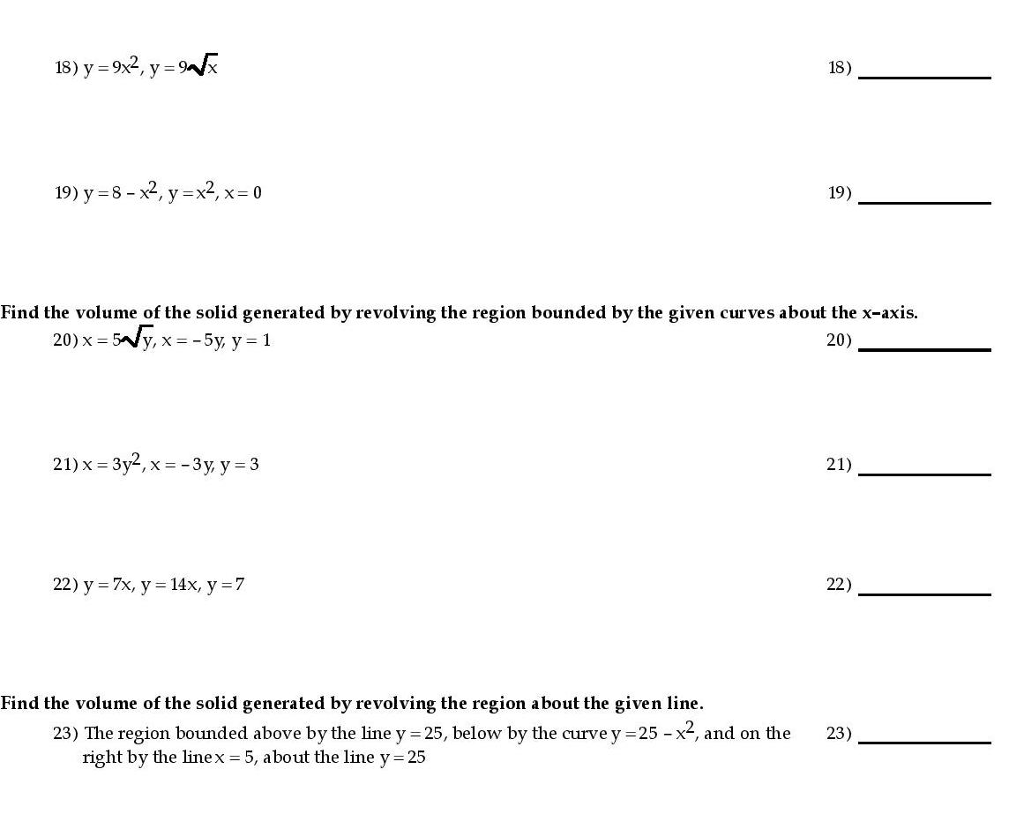 Solved For 18 and 19 Use the shell method to find the | Chegg.com