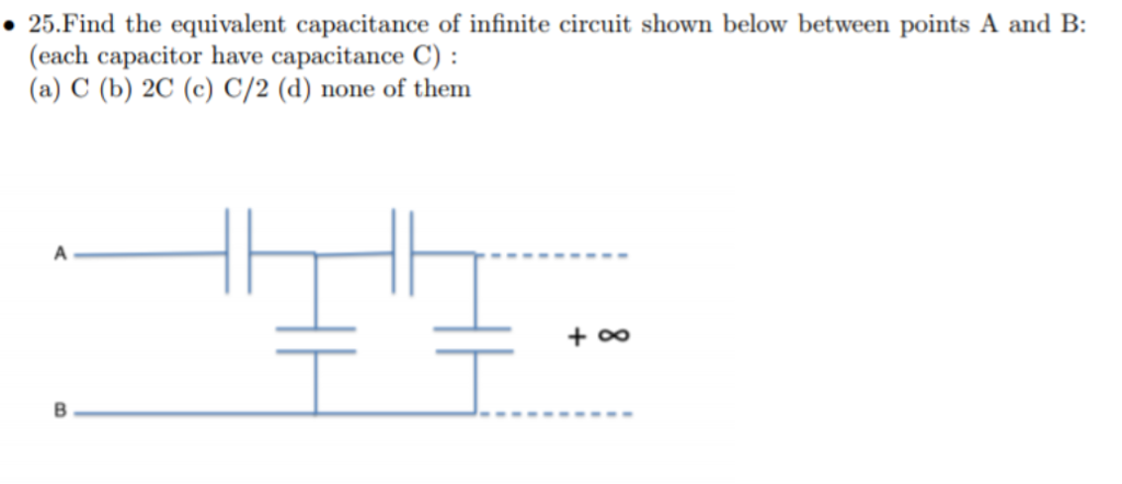 Solved 25.Find the equivalent capacitance of infinite | Chegg.com