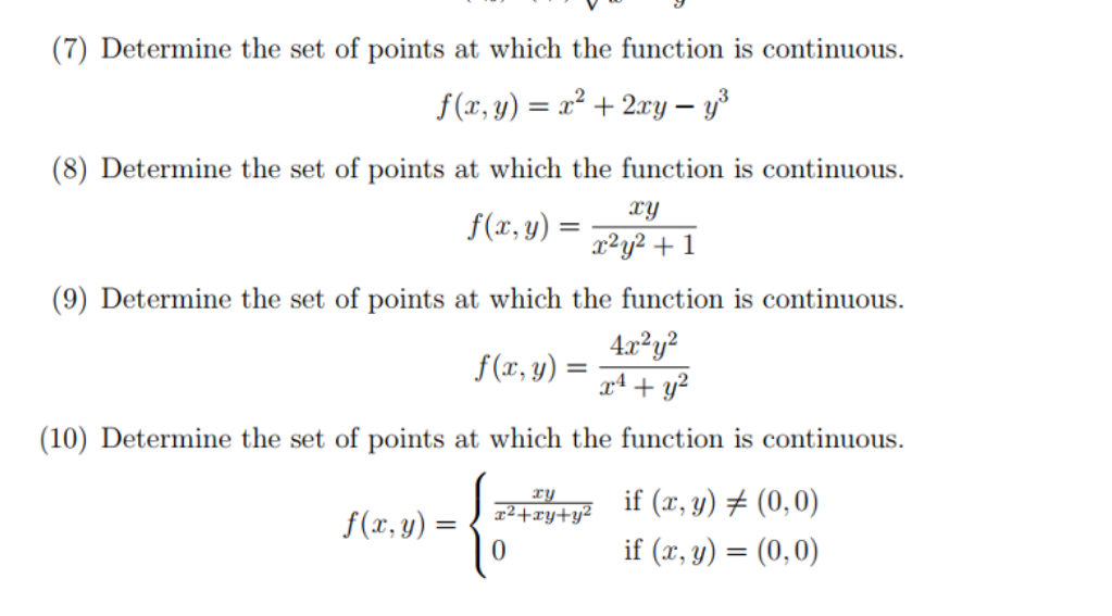 Solved (7) Determine the set of points at which the function | Chegg.com