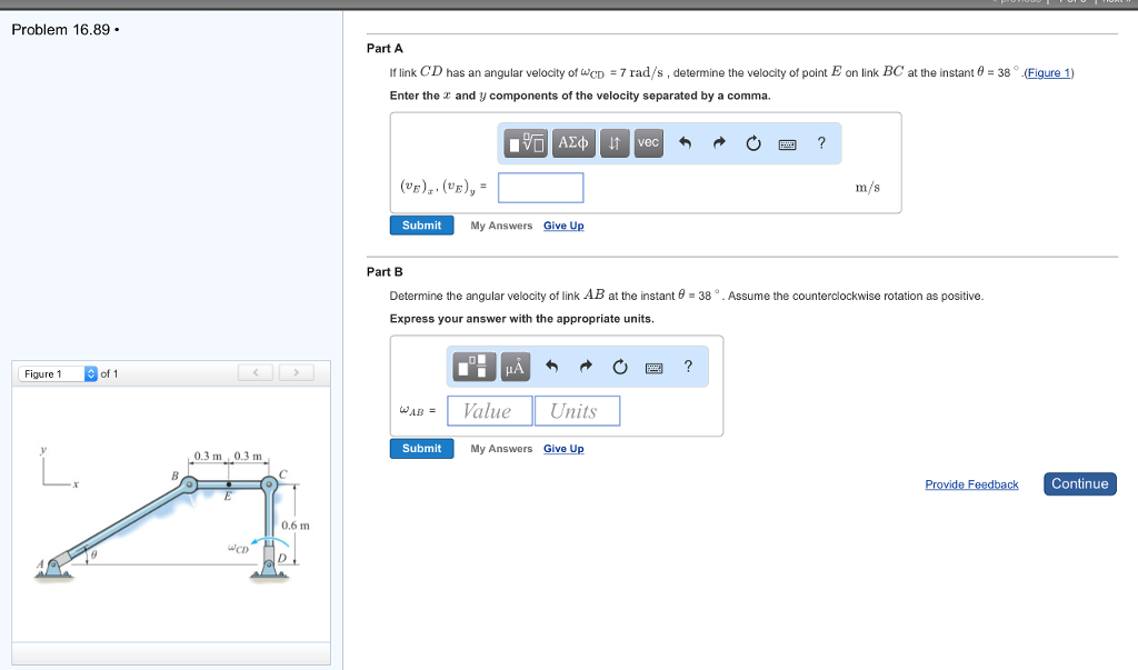 Solved If link CD has an angular velocity of omega_CD = 7 | Chegg.com