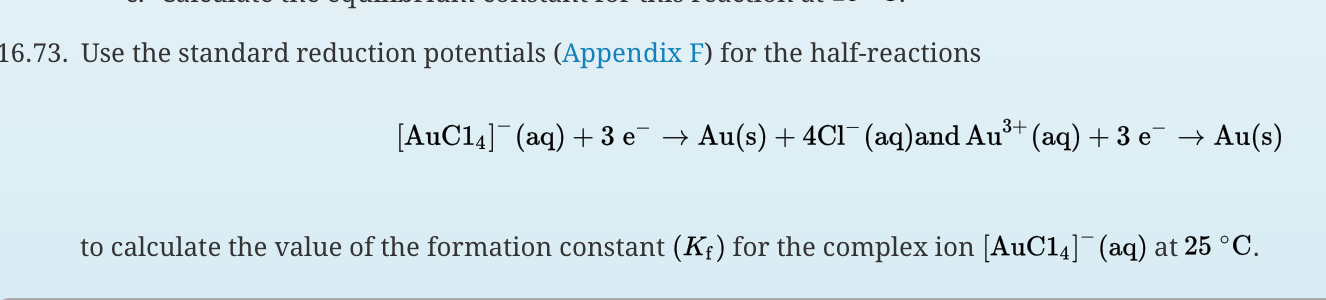 Solved Standard Reduction potential for AuCl4 | Chegg.com