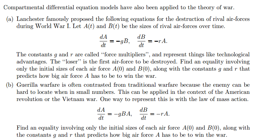 Solved Compartmental differential equation models have also | Chegg.com