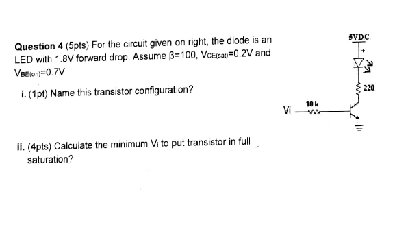 Solved Question 4 (5pts) For the circuit given on right, the | Chegg.com