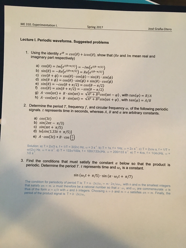 Solved Using the identity e^I theta = cos(theta) + icos | Chegg.com