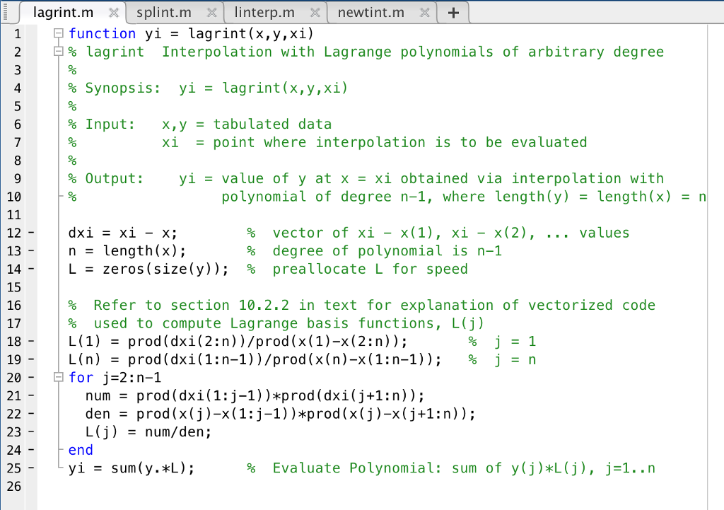Interpolation Write an m file entitled | Chegg.com