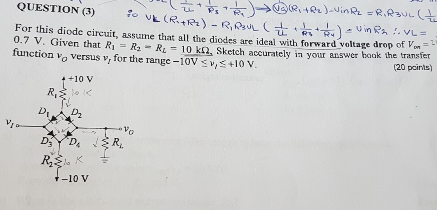 Solved For this diode circuit, assume that all the diodes | Chegg.com