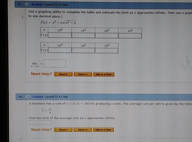 Solved Use A Graphing Utility To Complete The Table And 4775