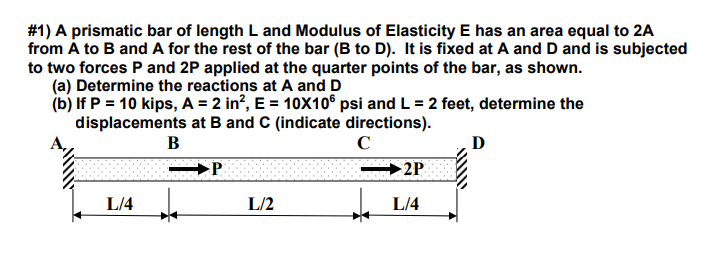 Solved #1) A prismatic bar of length L and Modulus of | Chegg.com