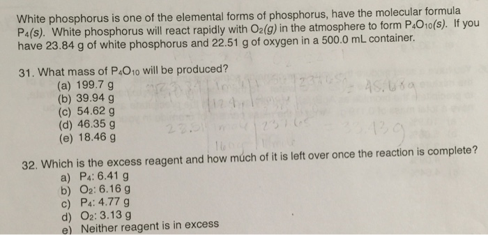 Solved White phosphorus is one of the elemental forms of | Chegg.com