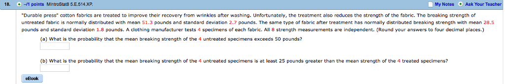 Solved "Durable press" cotton fabrics are treated to improve | Chegg.com