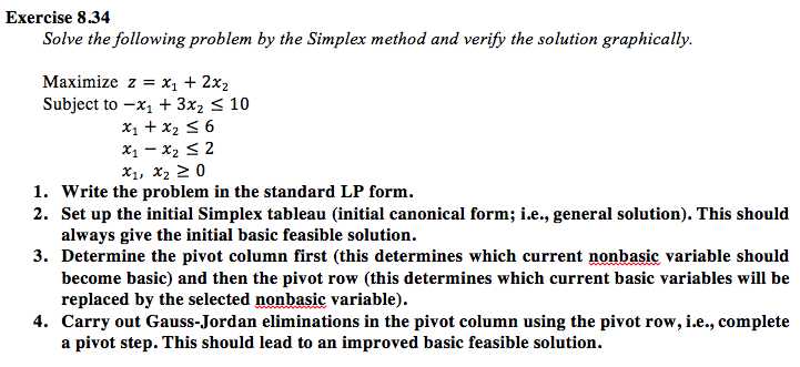 Solved Solve The Following Problem By The Simplex Method And