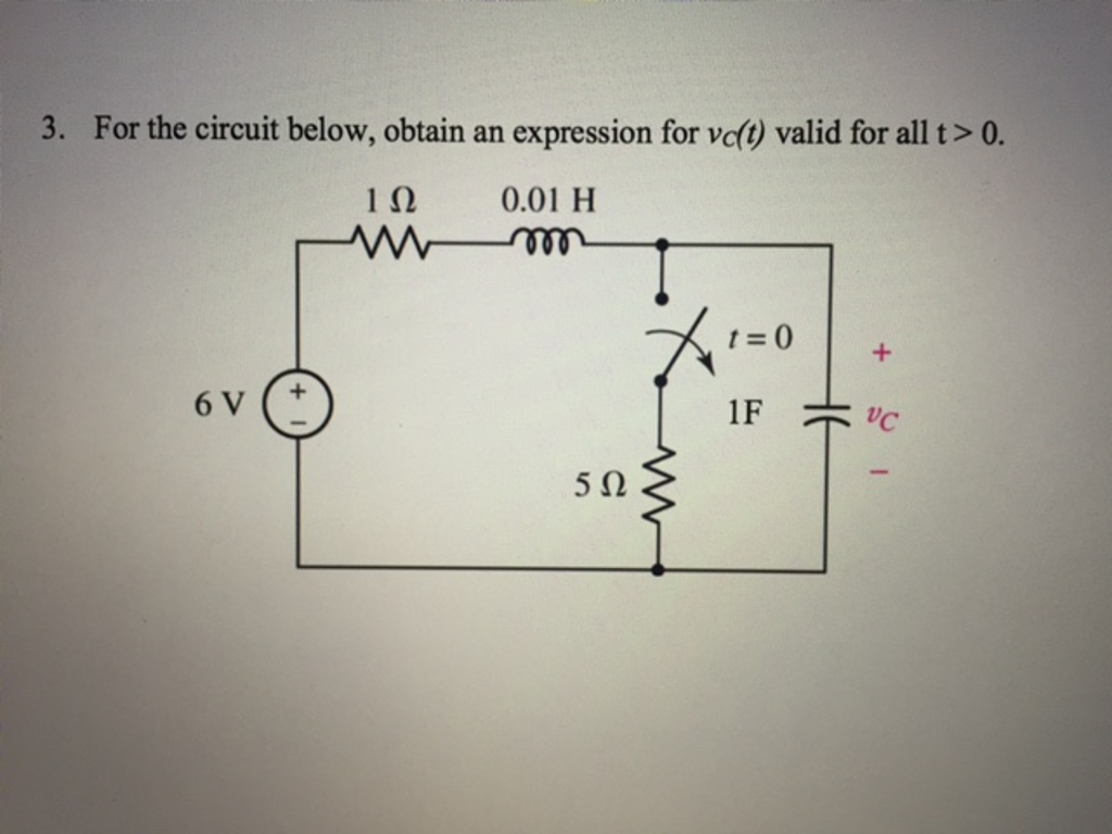 Solved For the circuit below, obtain an expression for Vc(t) | Chegg.com