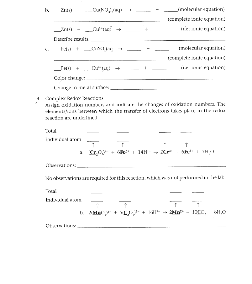 Solved Complex Redox Reactions Assign oxidation numbers and | Chegg.com