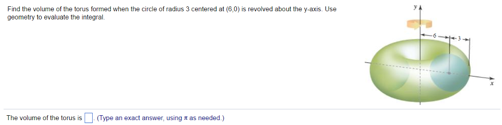 Solved Find the volume of the torus formed when the circle | Chegg.com