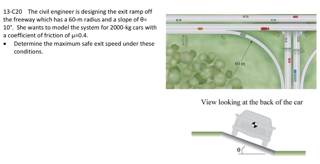 Solved 13-C20 The civil engineer is designing the exit ramp | Chegg.com