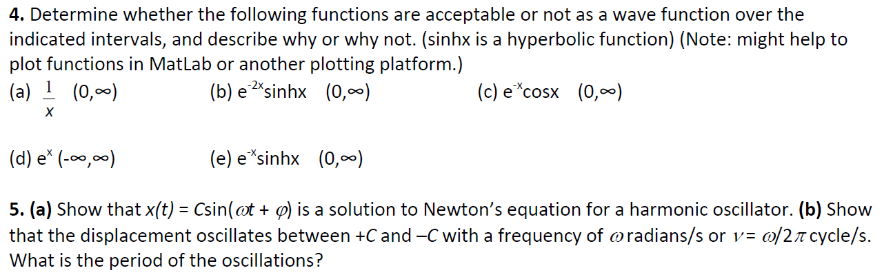 Solved Determine whether the following functions are | Chegg.com