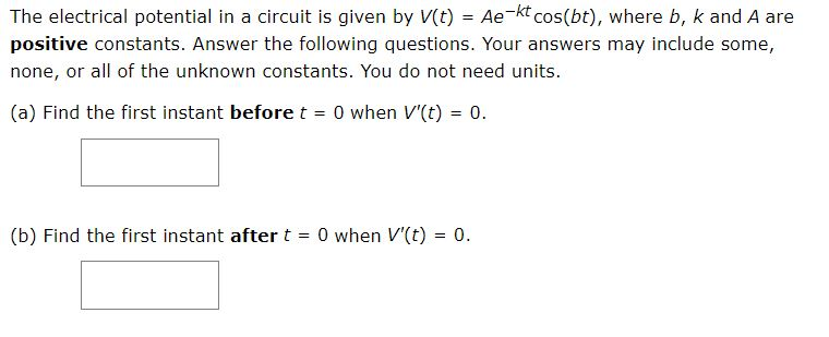 Solved The Electrical Potential In A Circuit Is Given By