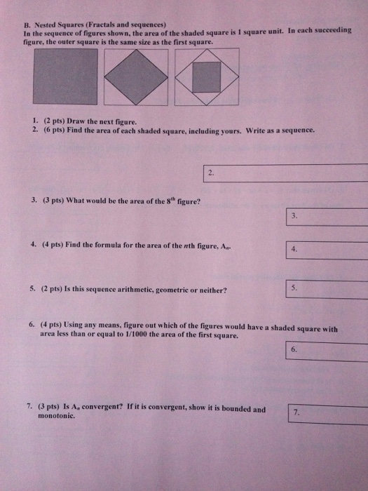 B. Nested Squares (Fractals and sequences) In the | Chegg.com