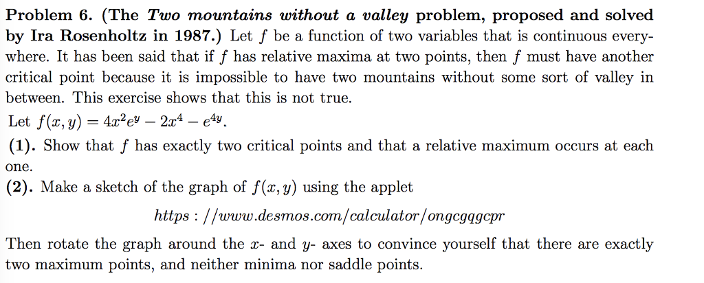Solved Problem 6. (The Two mountains without a valley | Chegg.com